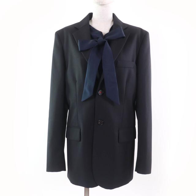 極美品☆Maison Margiela 4 メゾンマルジェラ4 S51BN0401 ウール ドッキング ジャケット ネイビー 36 イタリア製 正規品 レディース