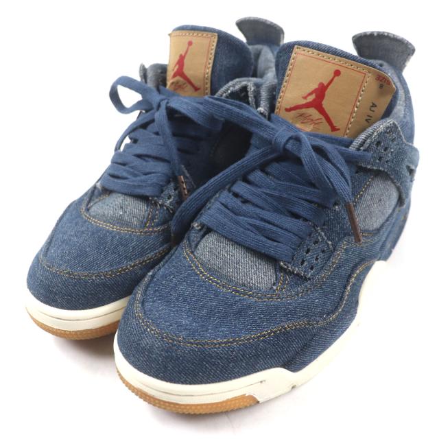 良品▼Nike Levis ナイキ リーバイス A02571-401 エアジョーダン4 レトロ デニム スニーカー インディゴ 8 (26cm) 箱付き メンズ