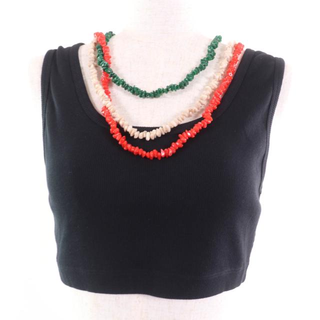 未使用品☆LOEWE×Paulas Ibiza  ロエベ×パウラズイビザ S616Y27X32 ネックレス付 クロップド丈 タンクトップ ブラック M 正規品