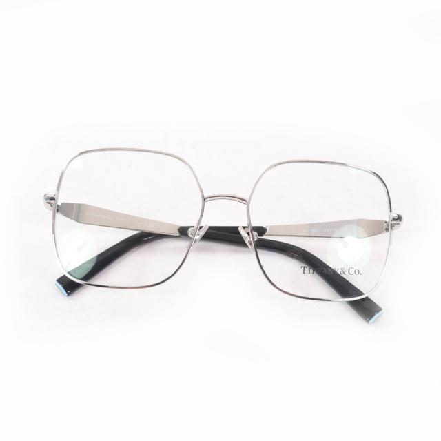極美品★TIFFANY&Co. ティファニー TF1151 スクエア メガネ 眼鏡 アイウェア シルバー ブラック 54□16 140 箱・ケース付き イタリア製