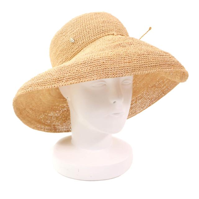 極美品★HELEN KAMINSKI ヘレンカミンスキー プロヴァンス 12 ロゴ金具付 リボン付 ラフィアハット 麦わら帽子 ナチュラル 箱付き USA製