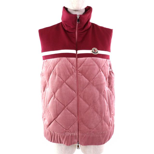 未使用品△MONCLER モンクレール 2021年製 H10938G00027 VEST ロゴワッペン キルティングデザイン ZIP UP ダウンベスト ピンク M 正規品