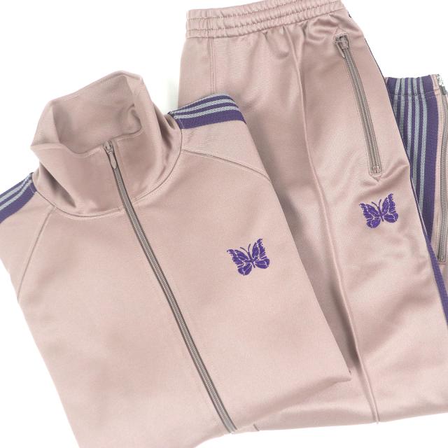 極美品□Needles ニードルス LQ227/LQ232 ロゴ刺繍 トラックジャケット パンツ 上下セットアップ ピンク系 S 日本製 正規品 メンズ