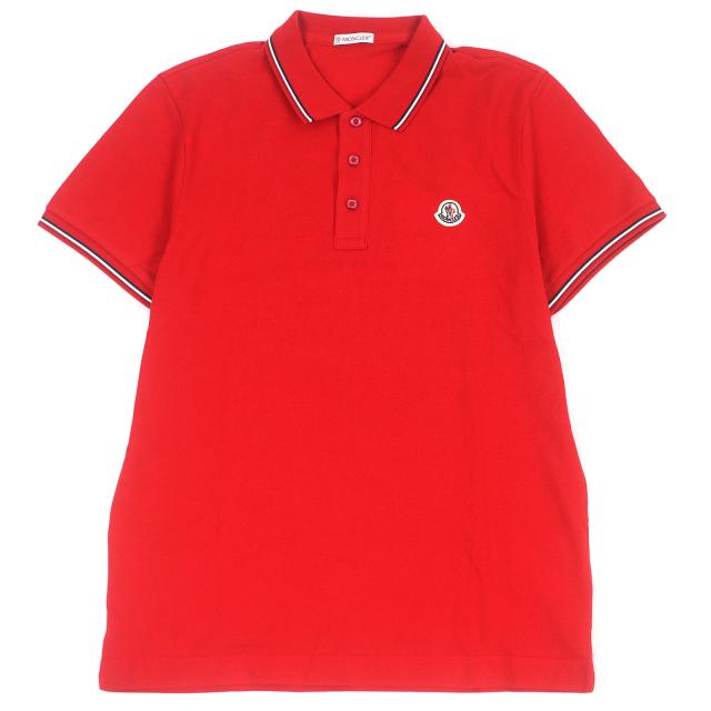 未使用品□MONCLER モンクレール MAGLIA POLO MANICACORTA ロゴワッペン付き ショートスリーブ 半袖ポロシャツ レッド S 正規品 メンズ