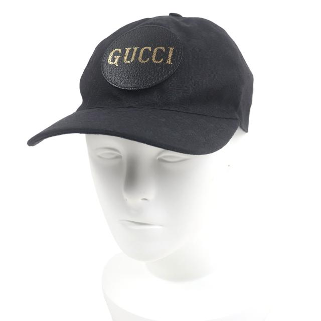 極美品□GUCCI グッチ 576253 GGキャンバス ロゴワッペン ベースボールキャップ 帽子 ブラック M/58cm イタリア製 正規品 メンズ