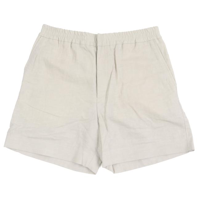 極美品□FENDI フェンディ 2021年製 FB0779 リネン混 ロゴエンブロイダリー 刺繍 ショートパンツ キナリ 50 イタリア製 正規品 メンズ