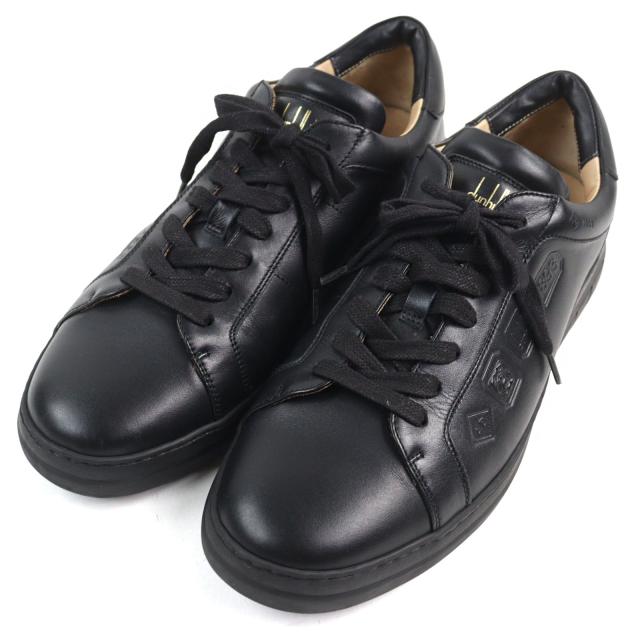極美品○Dunhill ダンヒル カーフレザー ロゴ刻印 ホールマーク Vi-Liteソール ロー スニーカー ブラック 43 イタリア製 メンズ