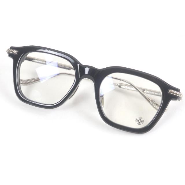 美品□CHROME HEARTS クロムハーツ CUMPTION-A メガネ 眼鏡 アイウェア ブラック シルバー デモレンズ ケース付き メンズオススメ