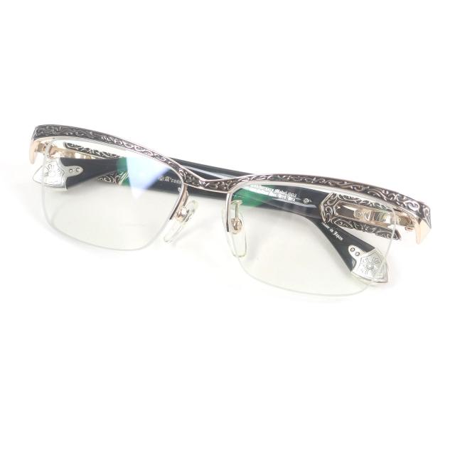 極美品□Arossby ロズビー Anniversary 003 SV925 K18 65/100 ハーフリム メガネ 眼鏡 ブラック 度入り 日本製 重量55.89g 定価132000円