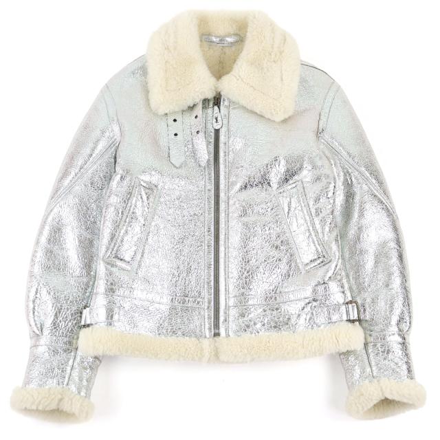 良品○YVES SAINT LAURENT イヴ・サンローラン 201578 ナッパレザー ステファノ・ピラーティ期 希少 B-3タイプ ムートンジャケット 50