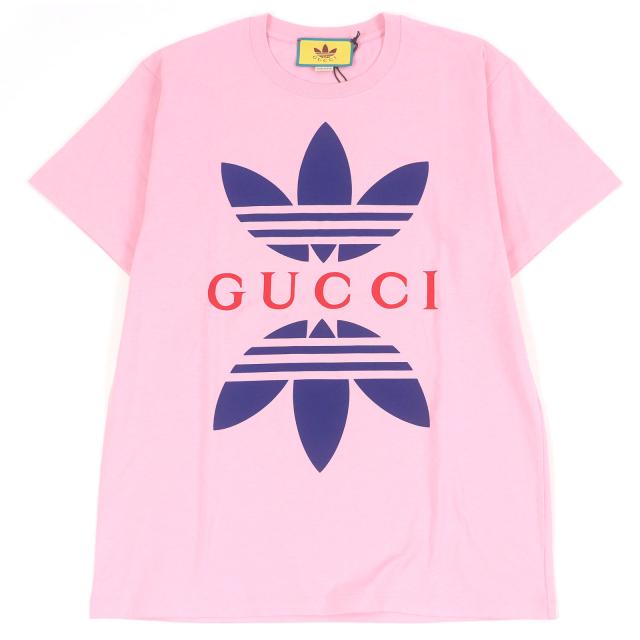 未使用品□GUCCI×adidas グッチ×アディダス 2021年製 548334 トレフォイル 半袖Tシャツ ピンク XS (メンズSサイズ相当) 伊製 正規品