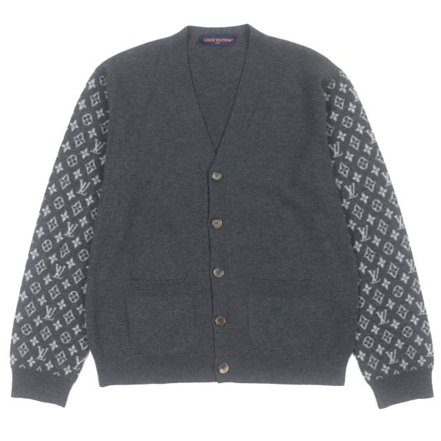 極美▼LOUIS VUITTON ルイヴィトン 23SS 1AATLY ウール カシミヤ モノグラムミックス Vネック ニットカーディガン L 正規品 定価249700円