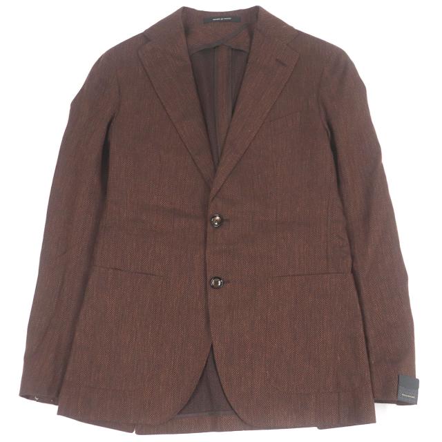 未使用品□TAGLIATORE タリアトーレ 1SMC22K リネン混 シングル アンコンジャケット テーラードジャケット ブラウン 44 伊製 正規品
