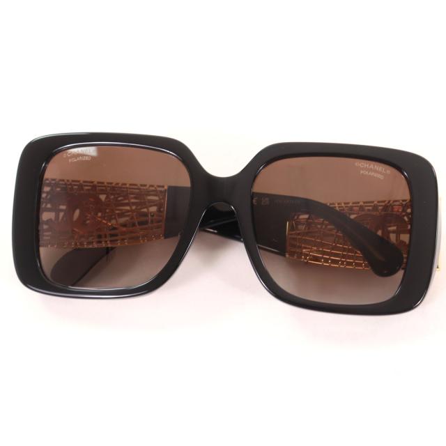 極美品☆CHANEL シャネル 5532-A スクエア シェイプ アイウェア 現行品 ココマーク サングラス ブラック 54□19 140 デモレンズ 伊製