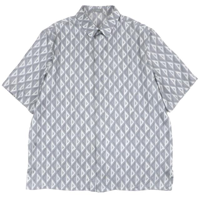 美品▼DIOR ディオール 19C545A5797 CDダイヤモンドツイルシルクシャツ 比翼仕立て ロゴ入りボタン ショートスリーブ 半袖 41 正規品