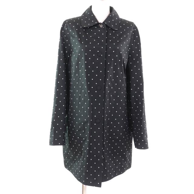 極美品★MOORER ムーレー ロゴボタン付 ドット柄 スプリング コート 　ブラック ホワイト 44 イタリア製 レディース