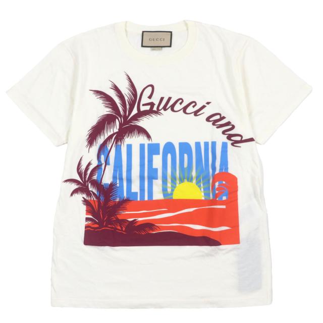 極美品▼GUCCI グッチ 22AW 615044 プリントデザイン クルーネック ショートスリーブ 半袖Ｔシャツ ホワイト XXS 伊製 正規品 メンズ