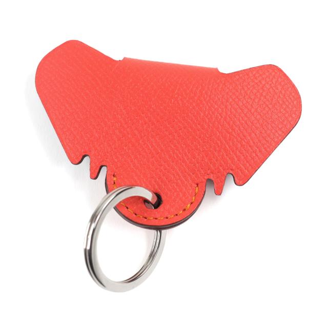 未使用品○HERMES エルメス プティアッシュ 象 レザー ルージュクー キーリング バッグチャーム レッド 箱・保存袋付き フランス製