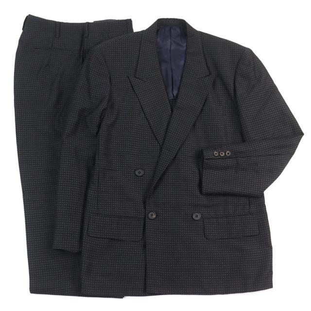 極美品○Y’s for men ワイズ フォー メン MP-J02-102 ダブルブレスト ピークドラペル セットアップ スーツ ブラック系 S 正規品 メンズ