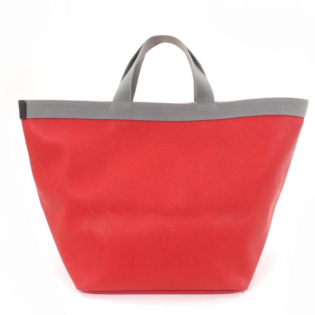 美品☆Herve Chapelier エルベ・シャプリエ 705GP フォーテッドキャンバス スクエア レザー トートバッグ レッド フランス製 レディース