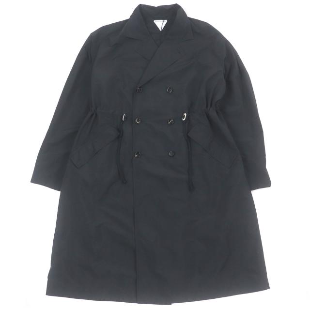 極美品□BOTTEGAVENETA ボッテガヴェネタ 23SS 735905 テクニカルナイロン ダブルブレスト チェスターコート ブラック 52 イタリア製