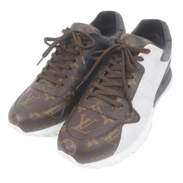 極美品□LOUIS VUITTON ルイヴィトン 2021年製 LV ランアウェイ・ライン レザー ローカットスニーカー 白 茶 黒 7 イタリア製 メンズ