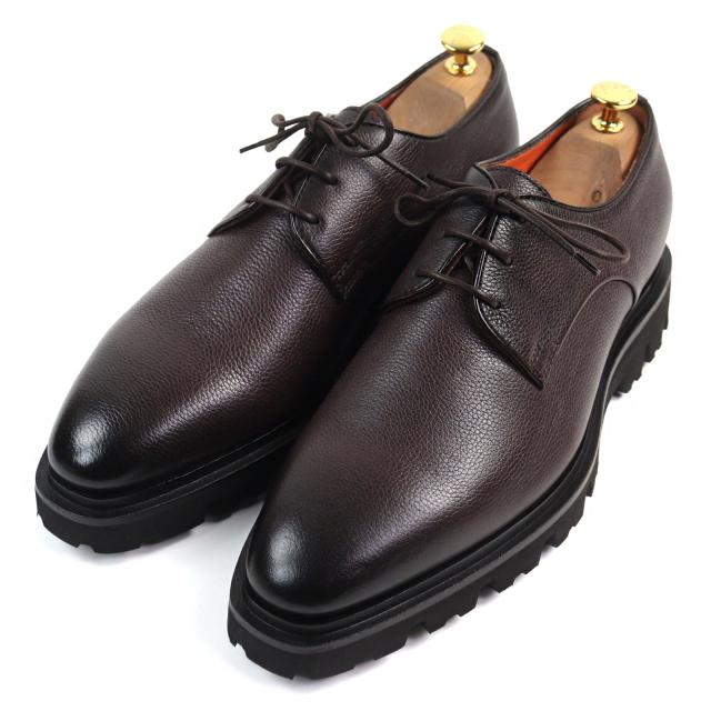 未使用品○Santoni サントーニ レザー グッドイヤーウェルト製法 レースアップ ダービーシューズ レザーシューズ 44 箱付き メンズ