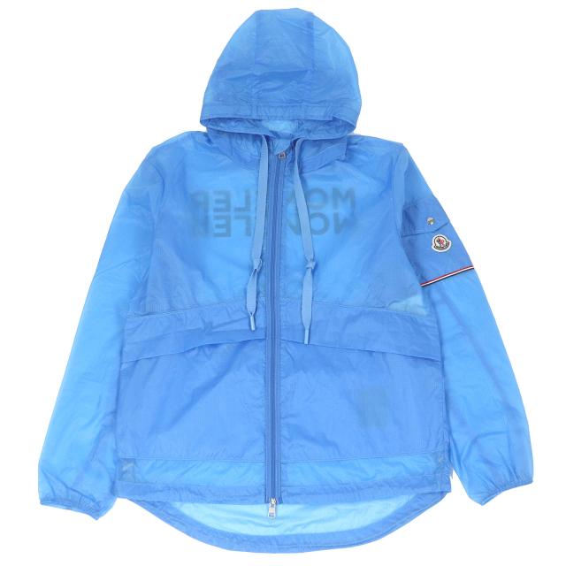 極美品□MONCLER モンクレール EBIZO GIUBBOTTO ロゴワッペン バックプリント マウンテンパーカー ナイロンジャケット ブルー 1 正規品