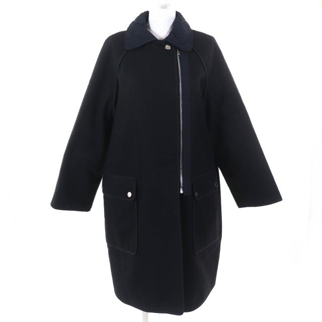 未使用品△HERMES エルメス 22AW 2H0106DG カシミヤ混 セリエボタン ZIP UP キルティング コート ダークネイビー 36 ハンガー付き 正規品