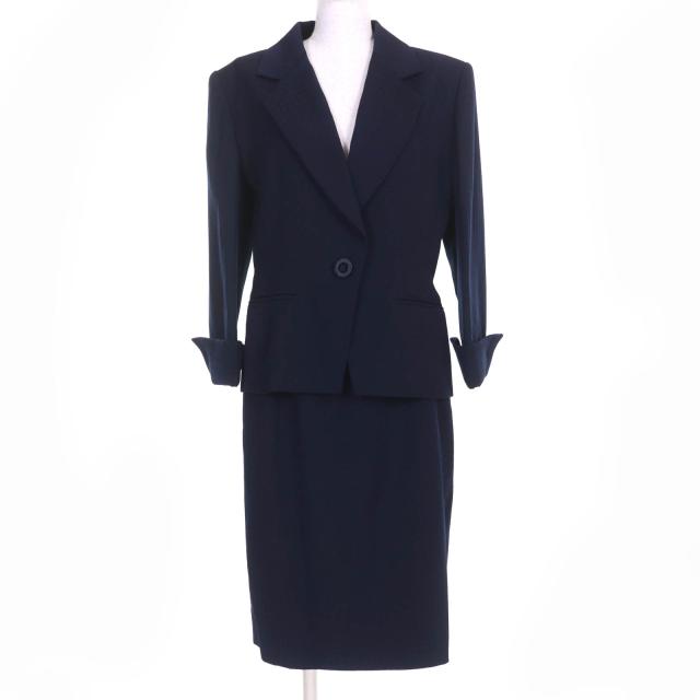 美品☆Christian Dior クリスチャンディオール ヴィンテージ ジャガード ジャケット・タイトスカート セットアップ ダークネイビー13