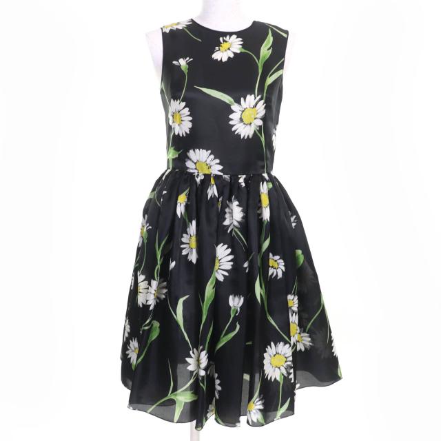 未使用品☆DOLCE&GABBANA ドルチェ＆ガッバーナ F6UR7T シルク100％ フラワー ノースリーブ ドレス ワンピース 36 正規品 定価365000円