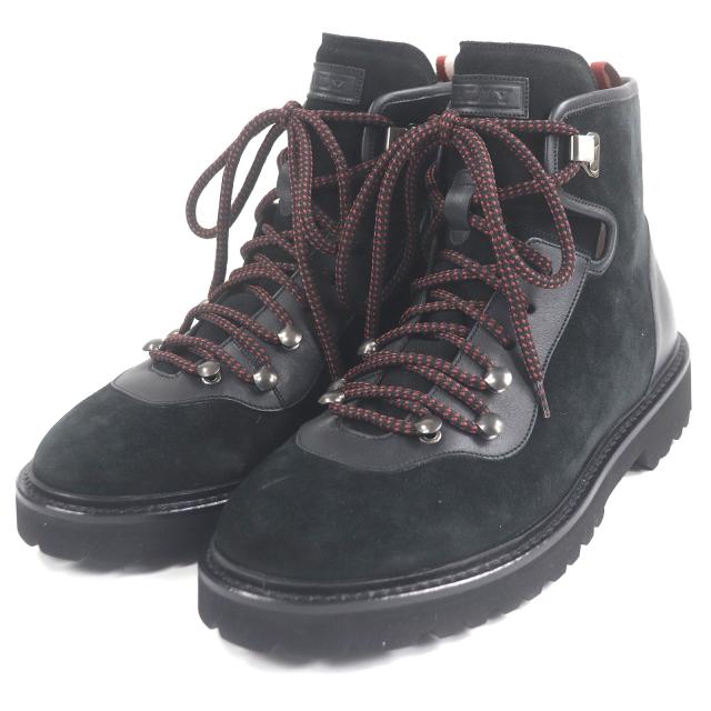 極美品□BALLY バリー LAUREL スウェードレザー レースアップ トレッキングブーツ アンクルブーツ ブラック EU:6E US:7D スイス製 メンズ