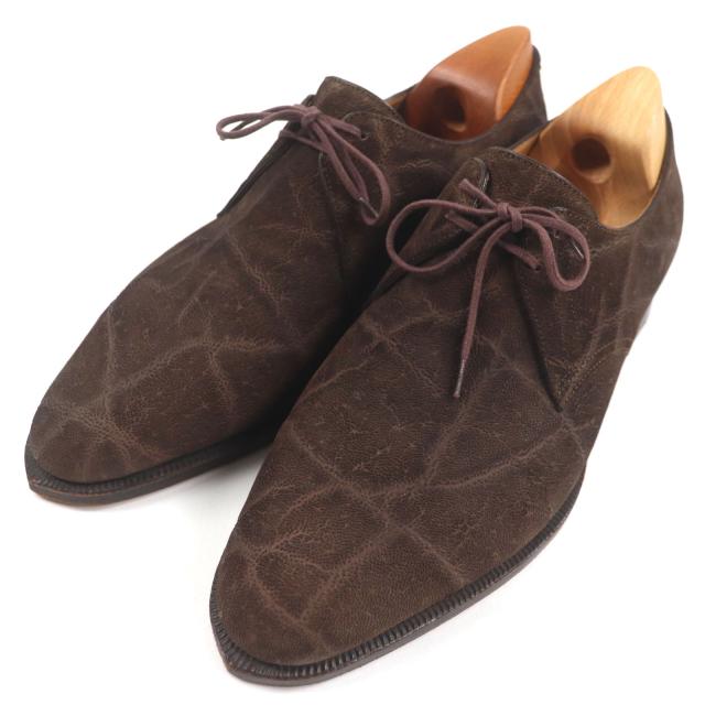 美品▼John Lobb ジョンロブ エレファントレザー 希少 ビスポーク プレーントゥ レースアップ シューズ 28cm相当 保存袋付き メンズ