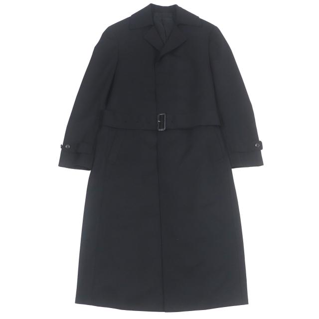 極美品▼B&TAILOR ビーアンドテーラー EUROTEX 伊勢丹取扱 韓国スーツブランド 比翼仕立 ベルテッドコート ステンカラーコート L メンズ