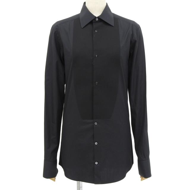 未使用品▲DOLCE&GABBANA ドルチェ＆ガッバーナ GOLD コットン100% 長袖シャツ ドレスシャツ ブラック 37 イタリア製 正規品 メンズ