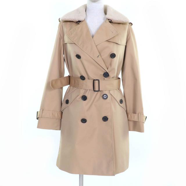 極美品☆COACH コーチ F20489 コットン 襟ラムファー・ウールライナー付 トレンチコート ベージュ XS 正規品 レディース
