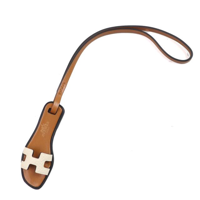 未使用品△HERMES エルメス オラン ナノ チャーム ジョーヌプッサン/ナチュラルサブレ サンダル バッグチャーム 箱付 レディース