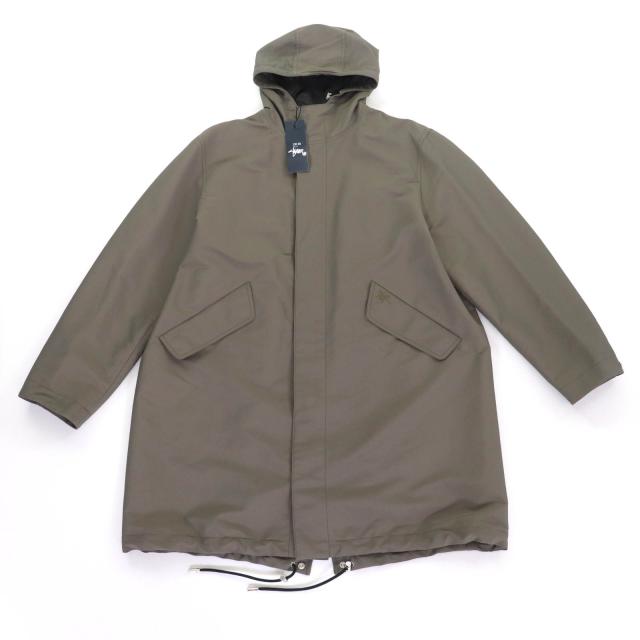 未使用品★ディオール オム ショーンステューシー 033C313A4875 ロゴ刺繍入り バックロゴ 比翼仕立て モッズコート カーキ 46 正規品