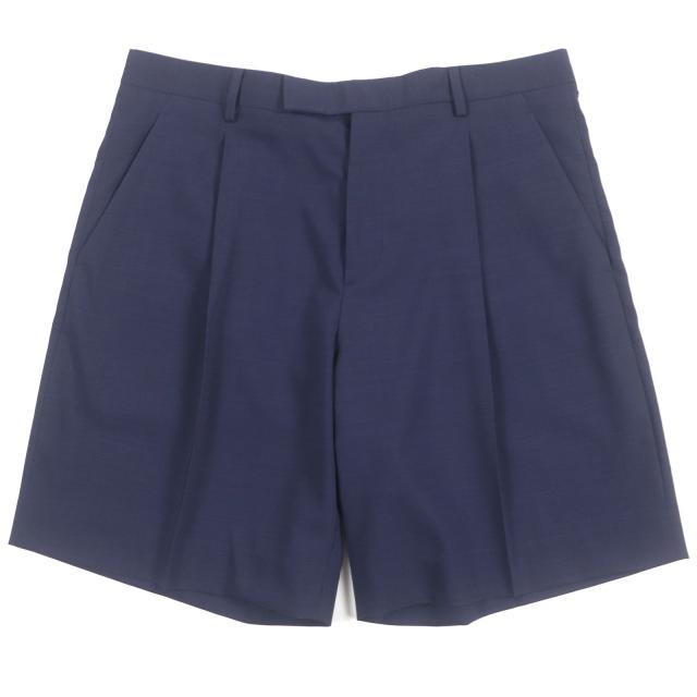 極美品▼DIOR ディオール オム 183C140B5887 ウール ハーフパンツ ショートパンツ ネイビー 50 ハンガー付き イタリア製 正規品 メンズ