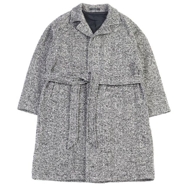 極美品○TAGLIATORE タリアトーレ SALOMON サロモン 比翼仕立て ベルテッド ラグランスリーブ バルカラーコート ヘリンボーン柄 50 正規