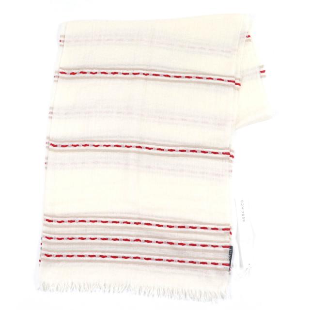 未使用品☆BEGG&CO ベグアンドコー カシミヤ シルク フリンジ付 大判 ショール マフラー アイボリー 正規品 レディース