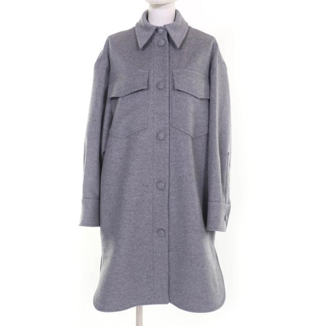美品☆Stella McCartney ステラマッカートニー 601217 ウール100％ ロング丈 コート グレー 34 正規品 レディース