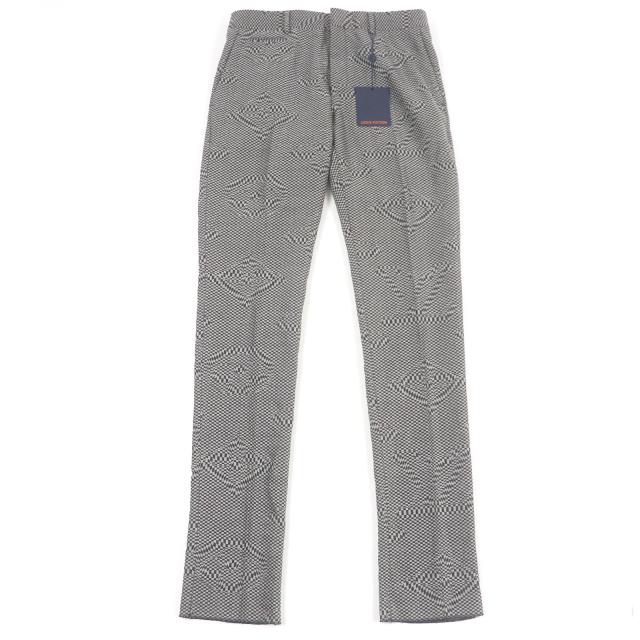 未使用品□LOUIS VUITTON ルイヴィトン 2021年製 ブロックチェック 総柄 トラウザーズパンツ グレー系 40 イタリア製 正規品 メンズ