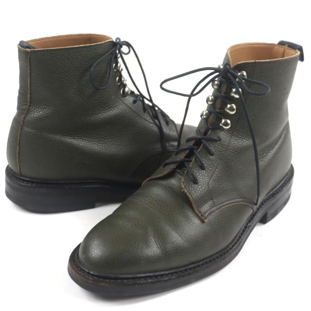美品▼クロケットアンドジョーンズ トゥモローランド 6135 BOWFELL 325ラスト レザーブーツ オリーブグリーン 7E イングランド製 メンズ