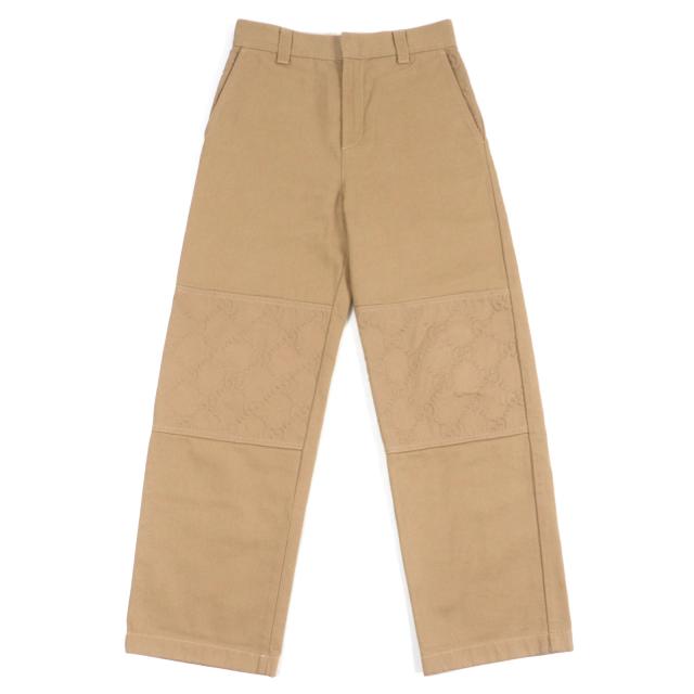 極美品▼GUCCI グッチ 771458 エンボスGGロゴ ロゴワッペン付き オーガニック デニムパンツ ベージュ 44 イタリア製 正規品　メンズ