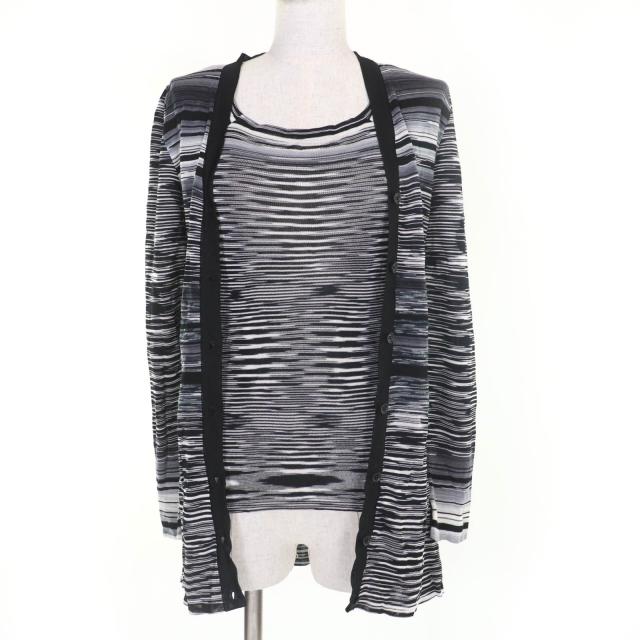 極美品☆Missoni ミッソーニ 長袖ニット カーディガン ノースリーブトップス アンサンブル ブラック 38・40 イタリア製 レディース