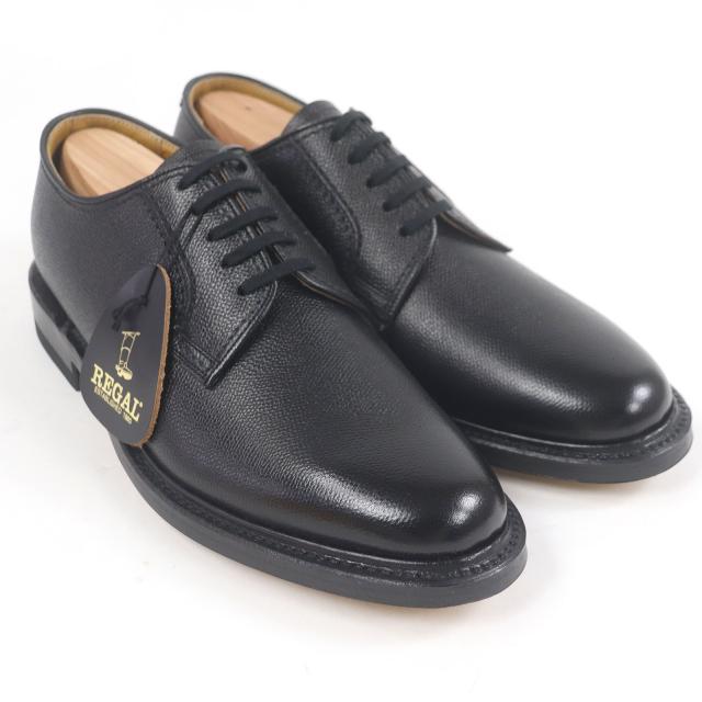 未使用品□REGAL リーガル プレーントゥ レースアップ レザー ドレスシューズ ビジネスシューズ ブラック 25.5 箱・保存袋付き 日本製