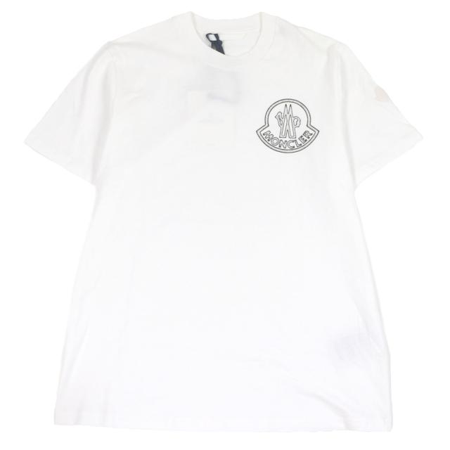 未使用品□MONCLER モンクレール 2024年製 SS T-SHIRT ロゴワッペン プリントデザイン 半袖Ｔシャツ カットソー ホワイト　M 正規品