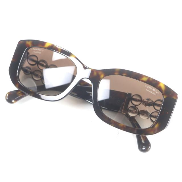 極美品□CHANEL シャネル レクタングルシェイプ ココマーク 5542 アイウェア サングラス べっ甲柄 53□19-140 デモレンズ イタリア製