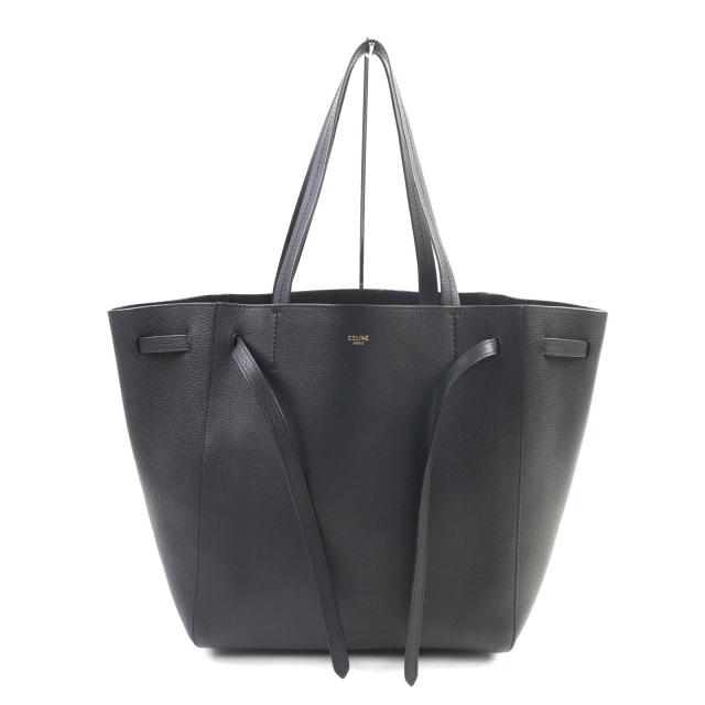極美品★CELINE セリーヌ 18902 カバファントム スモール ソフトグレインカーフ ロゴ入り トートバッグ ブラック 保存袋付き イタリア製
